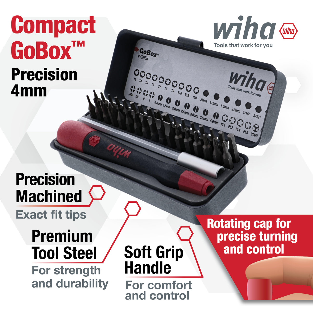 Wiha 75958 Precision Micro Bit Go Box Set 36 pc.