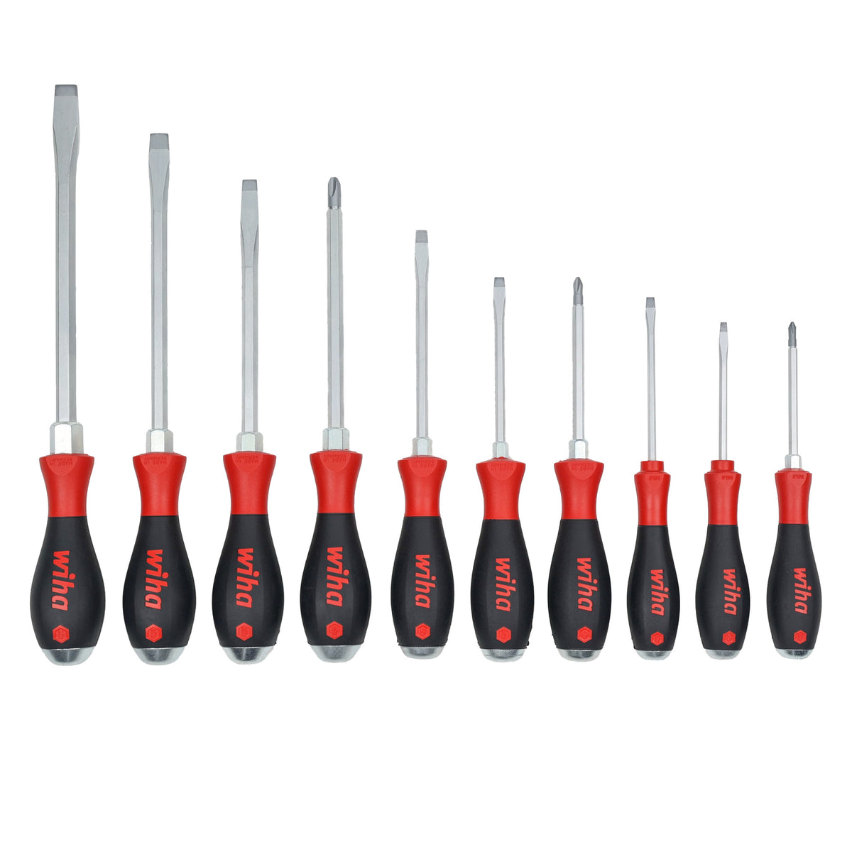 Wiha 53180 SoftFinish X Heavy Duty Cushion Grip Screwdriver 10 Piece ...