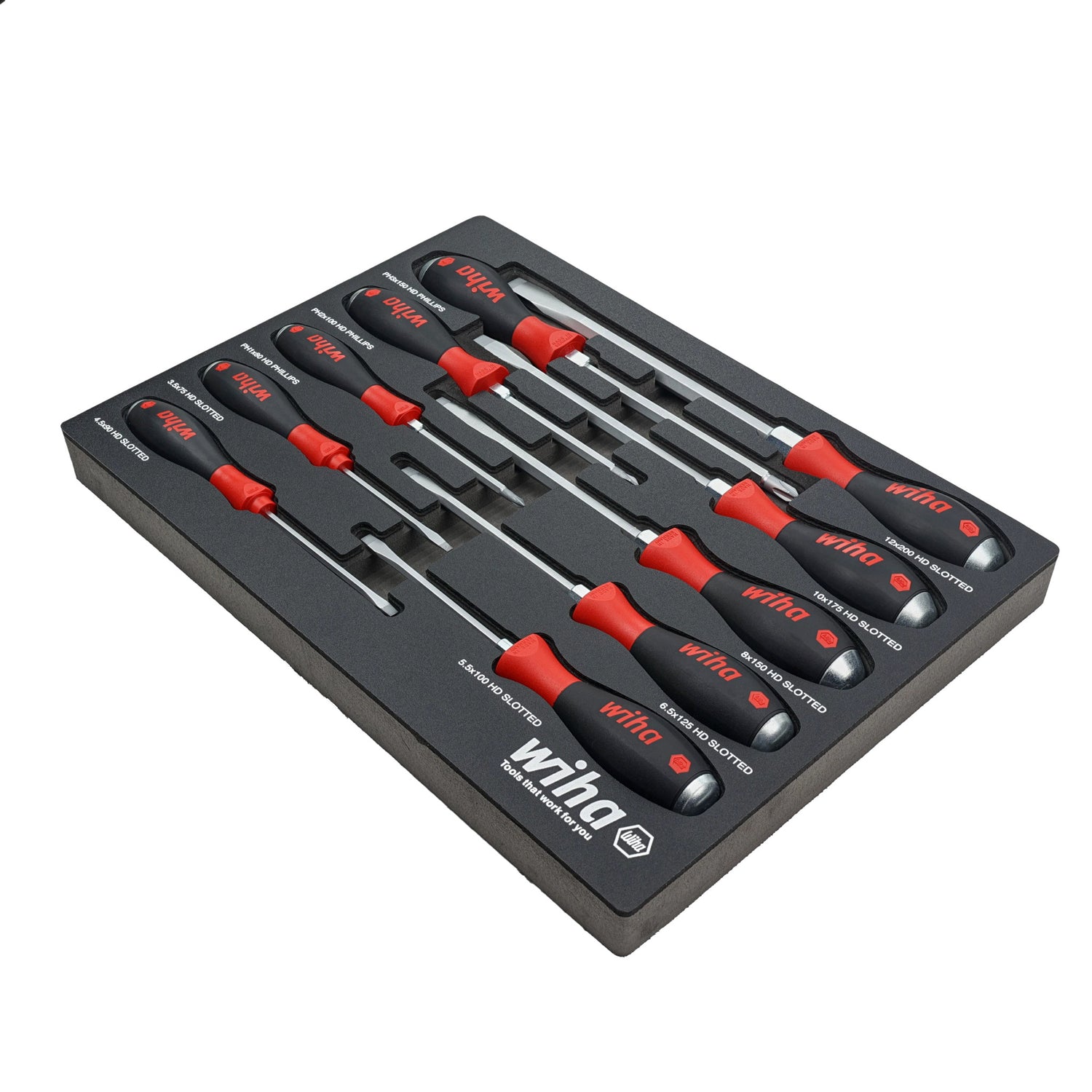 10 Piece SoftFinish X Heavy Duty Cushion Grip Screwdriver Tray Set