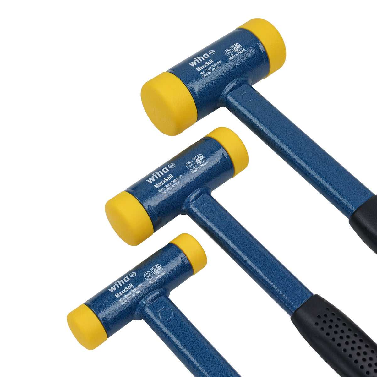 Wiha 80290 3 Piece Dead Blow Hammer Set 30, 40 &50mm