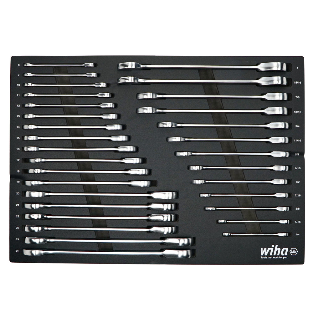 31 Piece Ratcheting Wrench Tray Set - SAE and Metric
