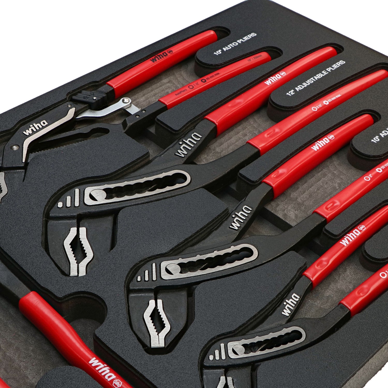 Wiha 34691 Classic Grip V-Jaw Tongue and Groove Pliers 5 Piece Tray Set