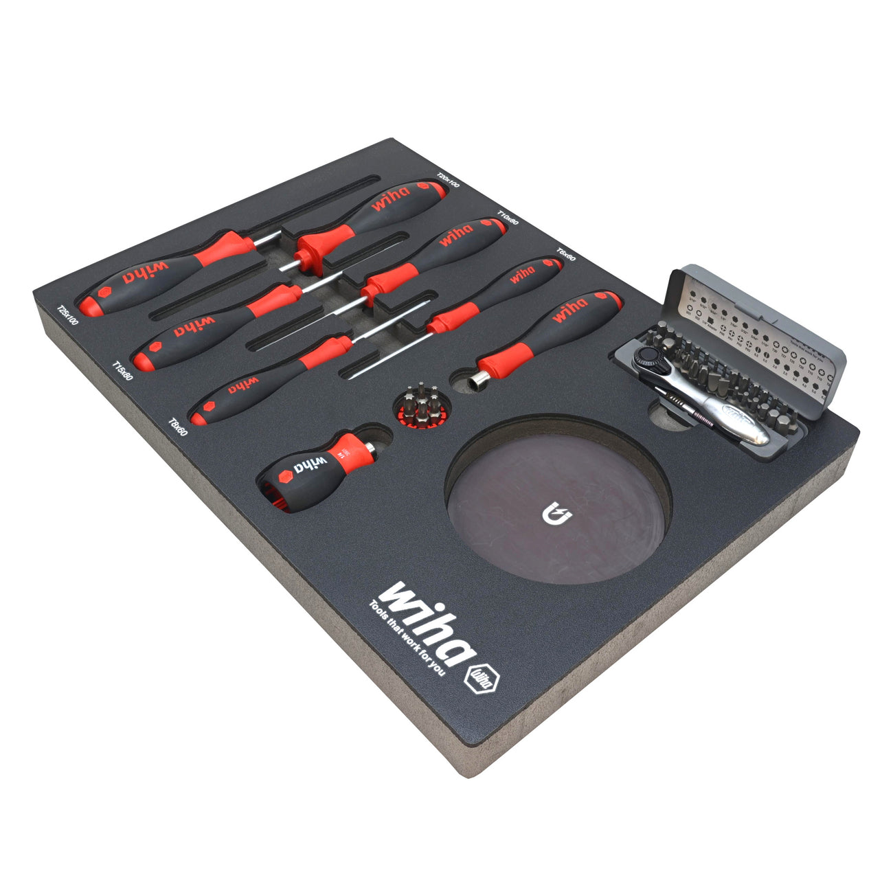 Wiha 91851 Magnetic Foam Work Tray 45 Piece Set